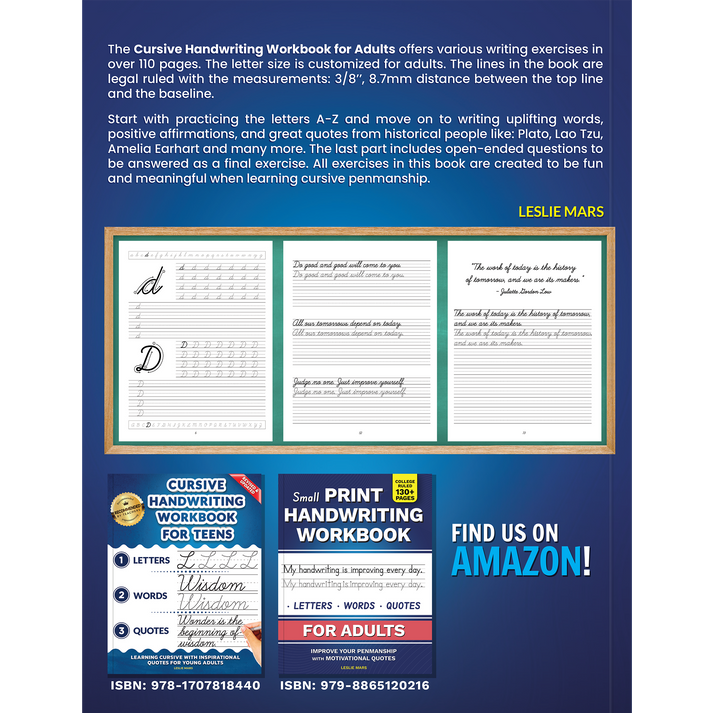 Cursive Handwriting Workbook for Adults: Learning Cursive with Positiv ...